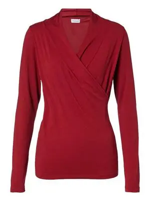 Velvet By Graham & Spencer Meri Cotton-blend Jersey Wrap Top - Red