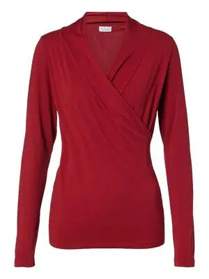 Velvet By Graham & Spencer Meri Cotton-blend Jersey Wrap Top - Red