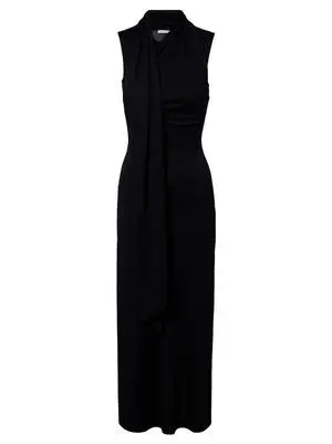 Ami Tie-neck Jersey Midi Dress - Black