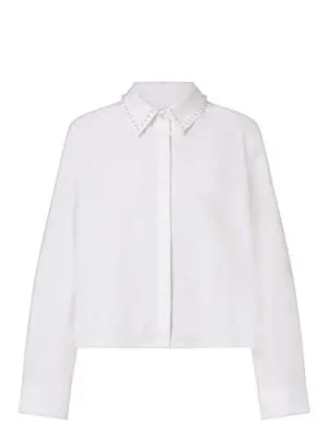 Velvet By Graham & Spencer Jocelyn Beaded Cotton Poplin Shirt - White