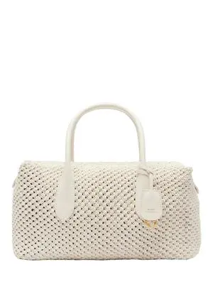 Polo Ralph Lauren Bellport Woven Leather Tote Bag - White