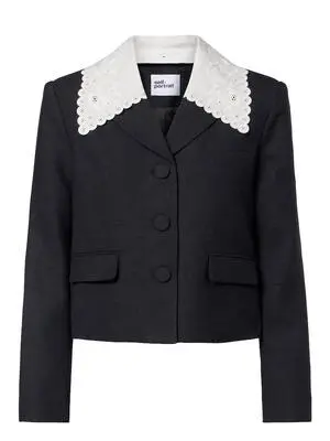 SELF-PORTRAIT Broderie Anglaise Cropped Jacket
