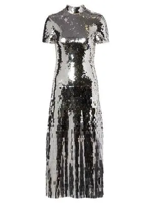 SELF-PORTRAIT Sequined Midi Dress - Silver