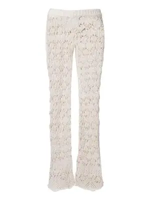 Alanui Lagoon Romance Crochet Flared Pants - Beige