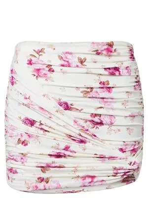Magda Butrym Floral-appliqué Ruched Mini Skirt - White