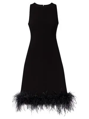 Max Mara Semito Feather-trimmed Midi Dress - Black