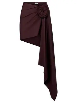 Magda Butrym Floral-appliqué Draped Miniskirt - Burgundy