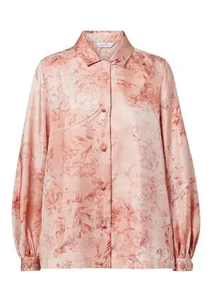 Max Mara Crespo Embellished Printed Twill Shirt - Pink