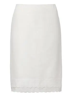Magda Butrym Lace-trimmed Cotton And Linen Midi Skirt - White