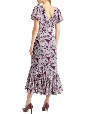 Cinq À Sept Clio Tulip Ruffled Midi Dress - Deep Plum