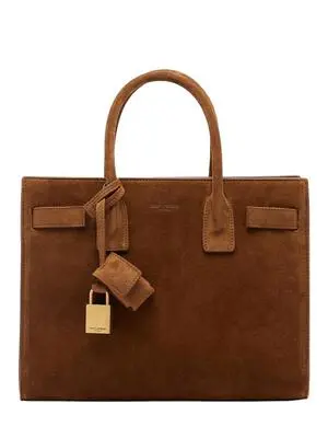 Saint Laurent Sac De Jour Mini Suede Top-Handle Bag Brown