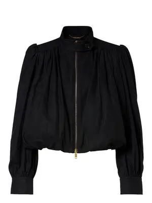 Chloé Gathered Cotton Canvas Jacket - Black