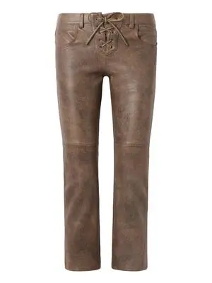 Isabel Marant Vanel Lace-up Leather Slim-leg Pants - Brown