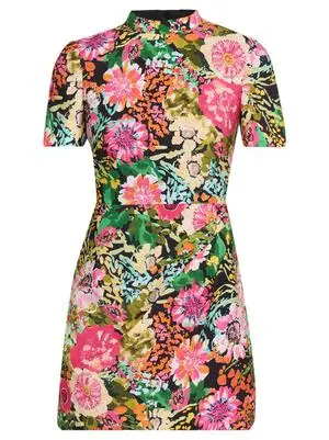 Saloni Draped Floral Mini Dress - Aster Fuch