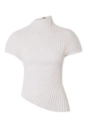 Cult Gaia Annemie Asymmetric Ribbed Cotton Top - Off-white