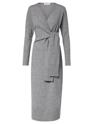 Veronica Beard Salomez Wool And Cashmere Wrap Midi Dress - Grey