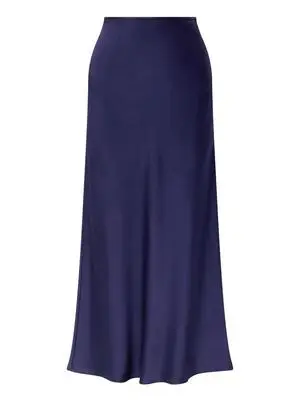 Another Tomorrow Satin Midi Skirt - Purple