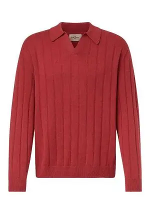 Le Kasha Sitia Cashmere Polo Sweater - Burgundy