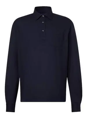 Ralph Lauren Purple Label Cotton And Cashmere Polo Shirt - Blue