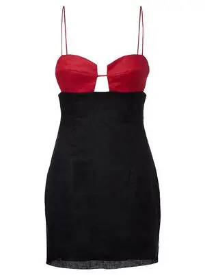 CALA DE LA CRUZ Soline Linen Minidress - Black