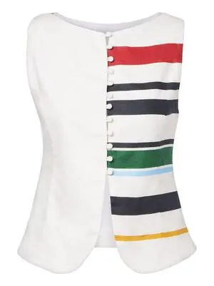 CALA DE LA CRUZ Genova Striped Linen Top - Multicoloured