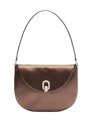 Savette Tondo Small Satin Shoulder Bag - Brown