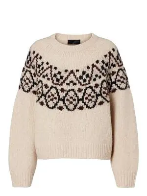 NILI LOTAN Chrissy Fair Isle Jacquard Sweater - Beige