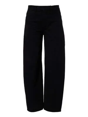 NILI LOTAN Cotton Twill Barrel-leg Pants - Black