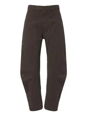 NILI LOTAN NILI LOTAN Shon Cotton Twill Barrel-Leg Pants Brown
