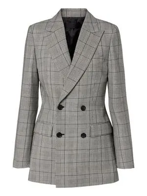 NILI LOTAN Weston Plaid Virgin Wool Blazer - Grey
