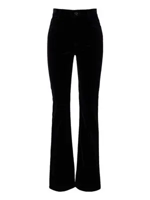 NILI LOTAN Joan Cotton Velvet Straight Pants - Black