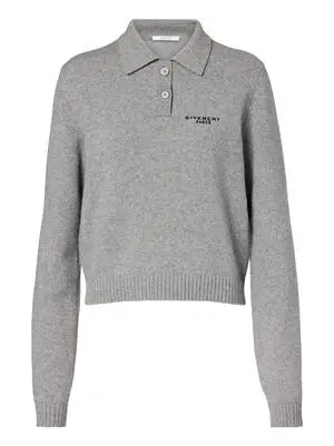 Givenchy Logo Wool And Cashmere Polo Sweater - Grey