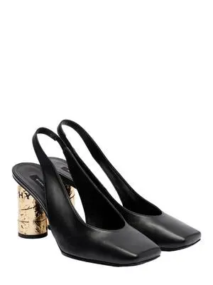 Givenchy Calf Leather Slingback Pumps With Square Toe - Black