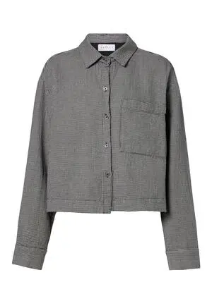 Velvet By Graham & Spencer Adeline Houndstooth Cotton Shirt - Grey