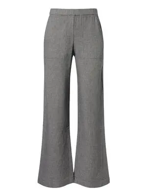 Velvet By Graham & Spencer Houndstooth Cotton Wide-leg Pants - Grey