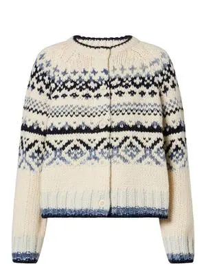 Velvet By Graham & Spencer Tovah Fair Isle Wool-blend Cardigan - White