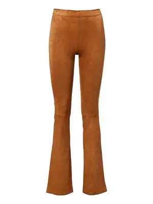 Stouls Jp Long Suede Flared Pants - Brown