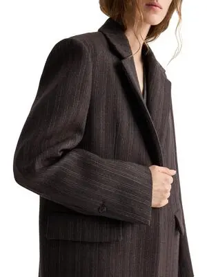 TWP Mattie Dotted Stripe Suiting Coat - Dark Chocolate