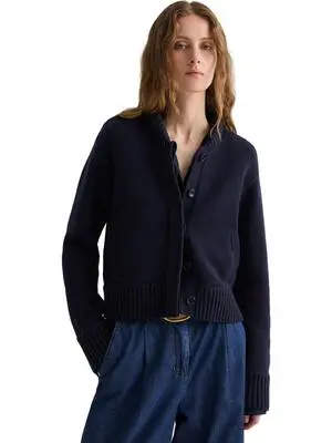 TWP Connor Cashmere Cropped Cardigan - Midnight