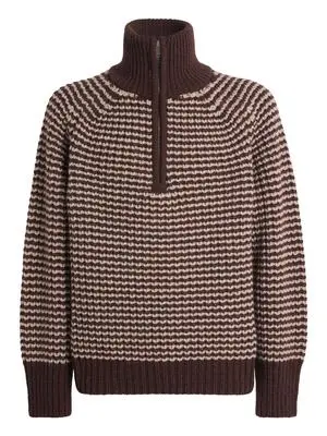 Studio Nicholson Virgin Wool Bristol Knit Quarter-zip Sweater - Brown