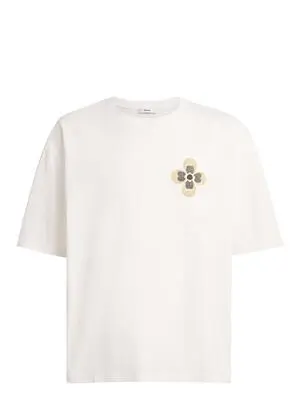Commas Cotton Floral Embroidery T-shirt - White