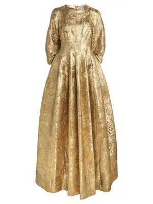 Simkhai Metallic Jacquard Claravelle Gown - Gold