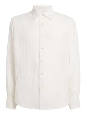 Commas Linen-cotton-blend Stripe Shirt - White