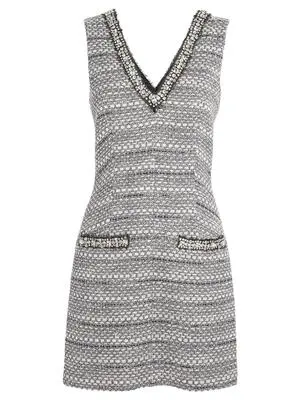 Veronica Beard Tweed Odele Mini Dress - Silver