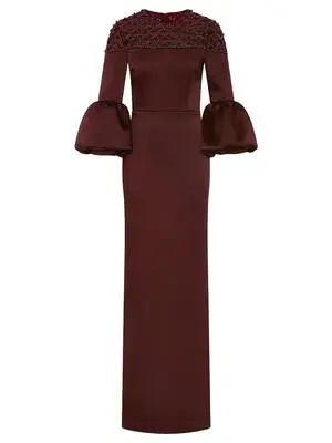 Rebecca Vallance Alora Embellished Bell-sleeve Maxi Dress - Red