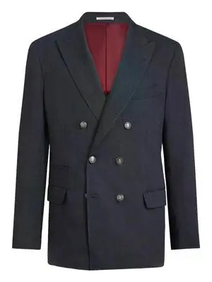 Brunello Cucinelli Chevron Double-breasted Blazer - Grey