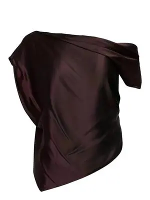 THE SEI Draped One-shoulder Blouse - Brown