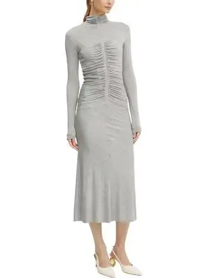 PINKO Zip-Up Ruched Midi Dress