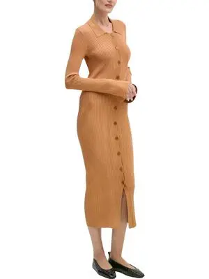 Patrizia Pepe Buttoned Long-sleeve Midi Dress - Brown