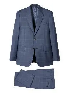 Paul Smith The Brierley Light Windowpane Check Wool Suit - Blue
